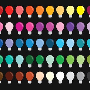 Light Bulb Clip Art Set, PNG, SVG, VECTOR, Solid Color, Lightbulb ...