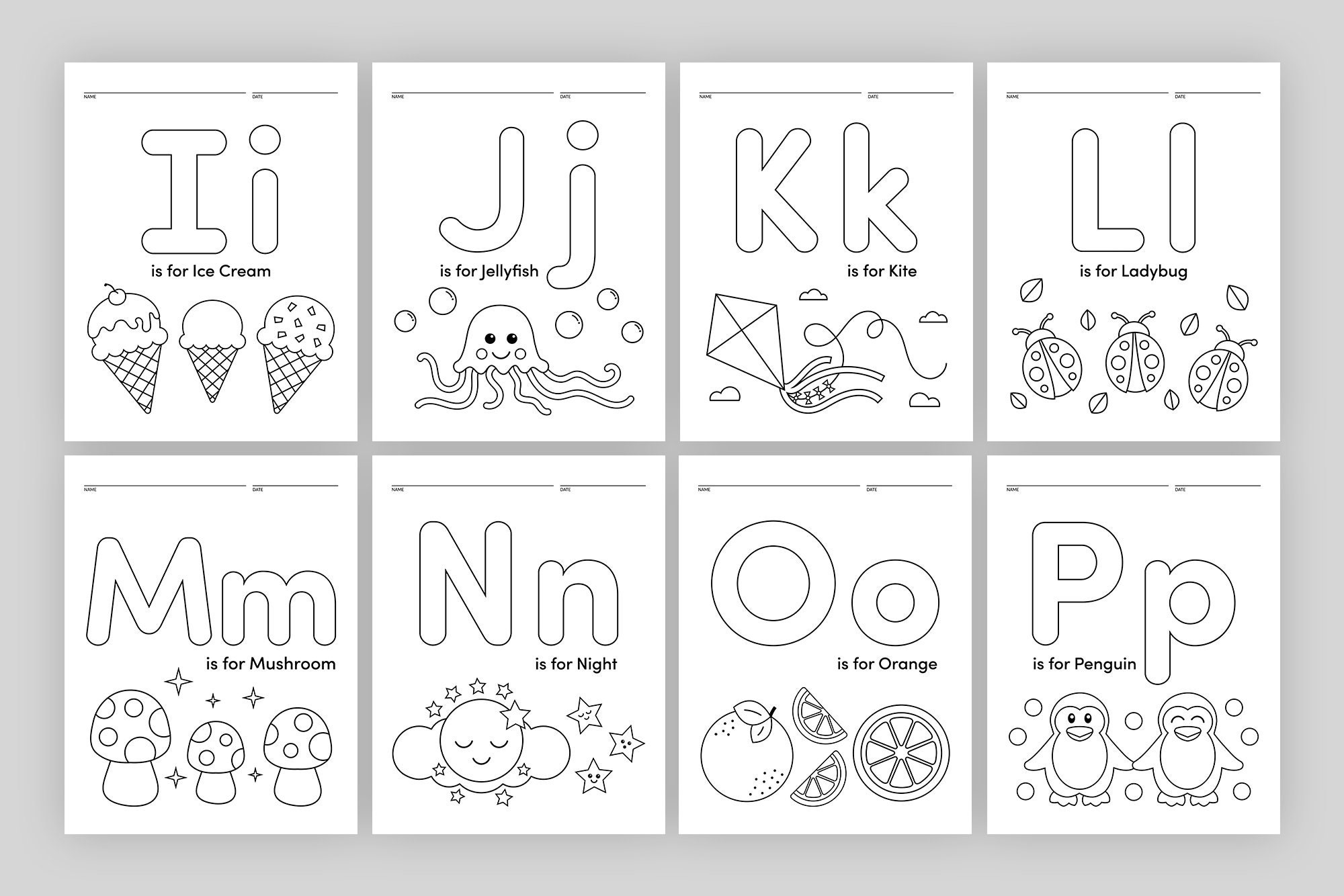 Alphabet Coloring Pages Printable Worksheets Preschool - Etsy