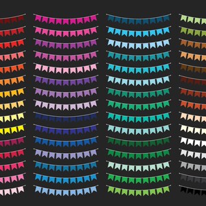 Flag Bunting Banner Clip Art Set, PNG, SVG, VECTOR, Party Banner ...