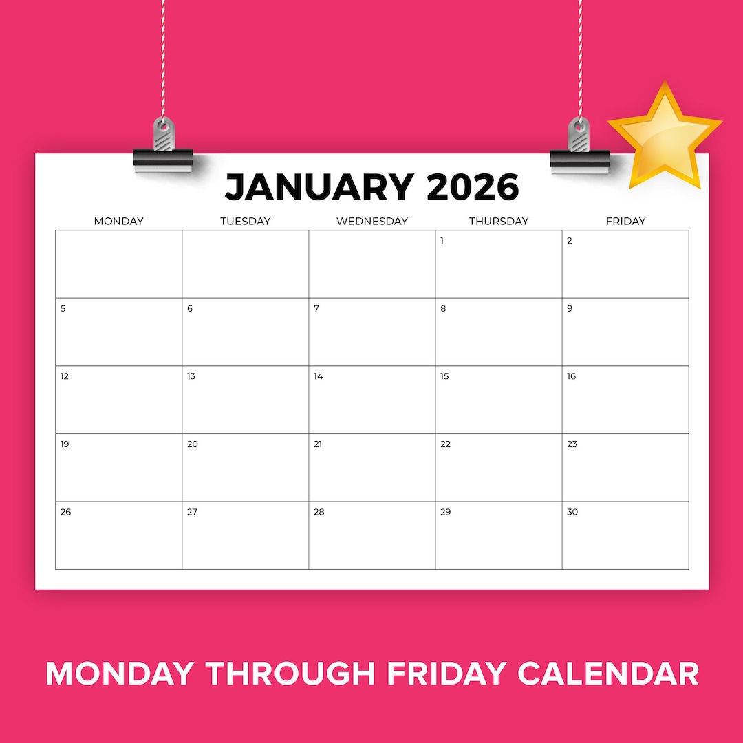 2026 11 X 17 Inch Bold Monday to Friday Calendar Template | INSTANT ...