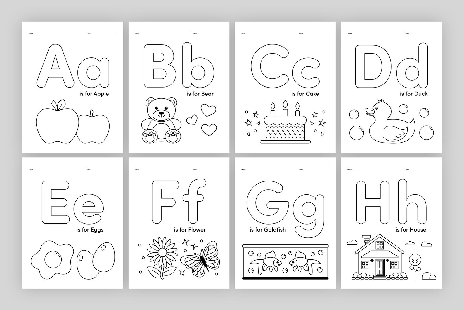 Alphabet Coloring Pages Printable Worksheets Preschool - Etsy