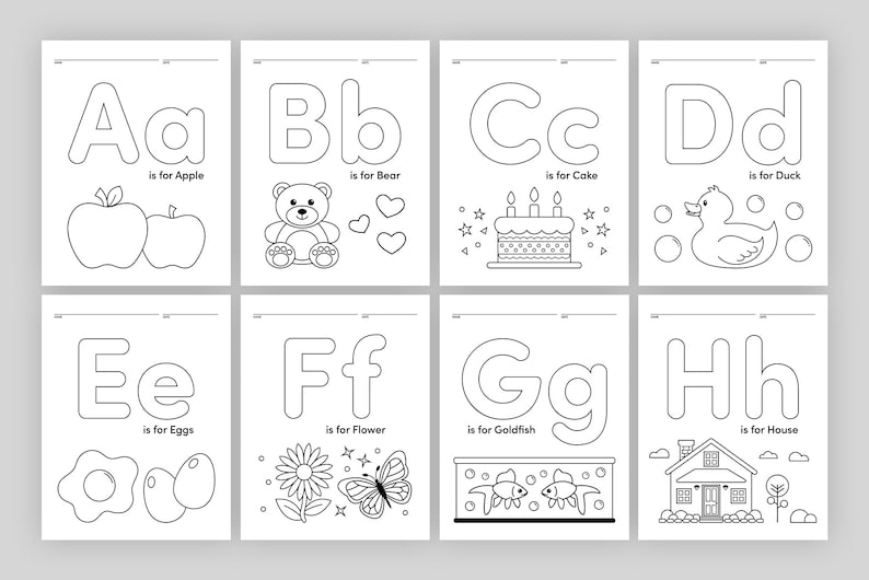 Alphabet Coloring Pages Printable Worksheets Preschool - Etsy