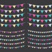 Purple Gold Pink & Teal Bunting Banner Clip Art Set, PNG, SVG, VECTOR ...
