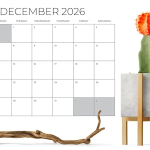2026 8.5 X 11 Inch Calendar Template | INSTANT DOWNLOAD | Modern Thin ...