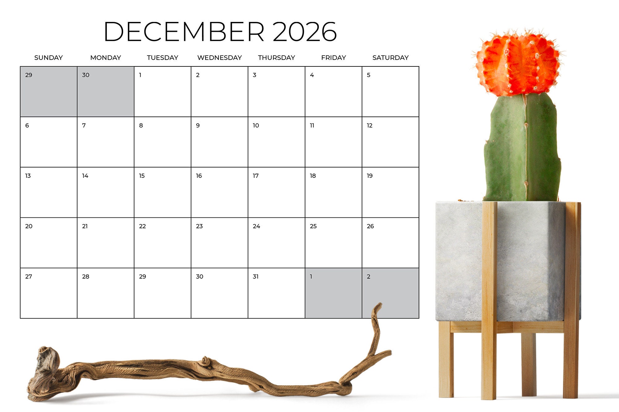 2026 8.5 X 11 Inch Calendar Template | INSTANT DOWNLOAD | Modern Thin ...