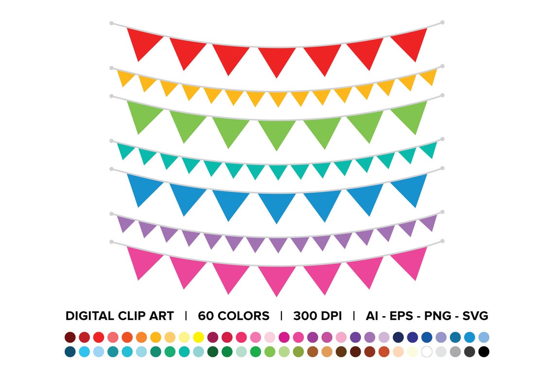 Single Color Triangle Banner Clip Art Set PNG SVG VECTOR - Etsy