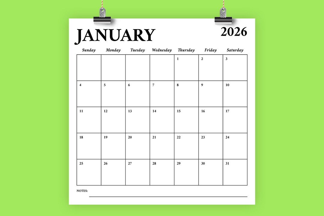 2026 Square 12x12 Calendar Template | INSTANT DOWNLOAD | Bold Serif ...