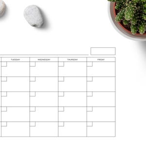 11x17 Inch MONDAY to FRIDAY Blank Calendar, 11" X 17" Printable ...