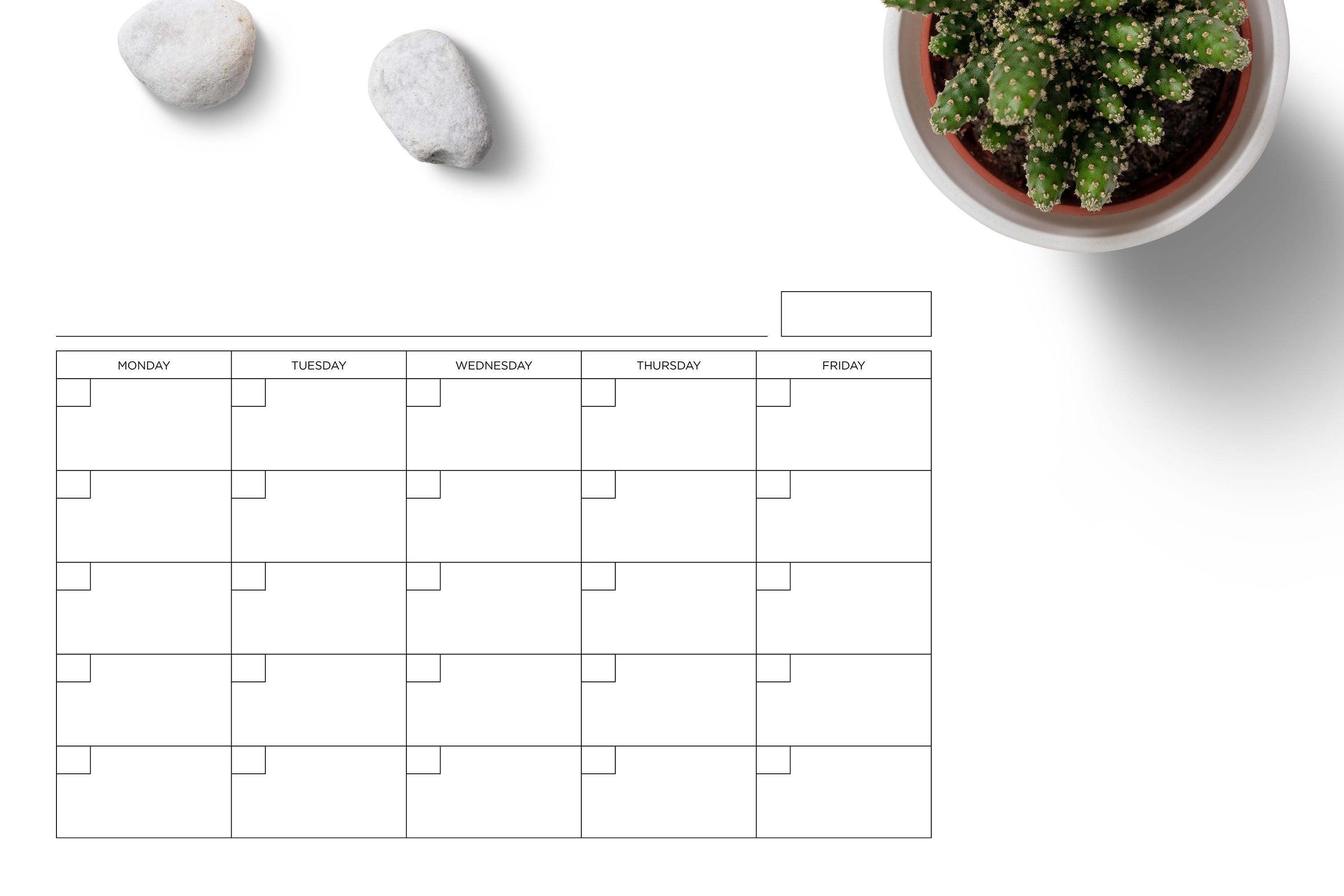 11x17 Inch MONDAY to FRIDAY Blank Calendar, 11" X 17" Printable ...