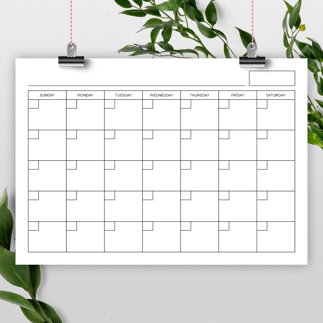 A4 Blank Calendar, 210x297 Mm Calendar Template, A4 Calendar Printable ...