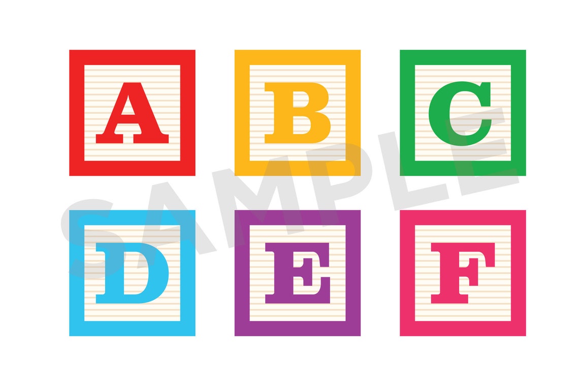 Alphabet Blocks Clip Art Set PNG SVG VECTOR Cute Simple | Etsy