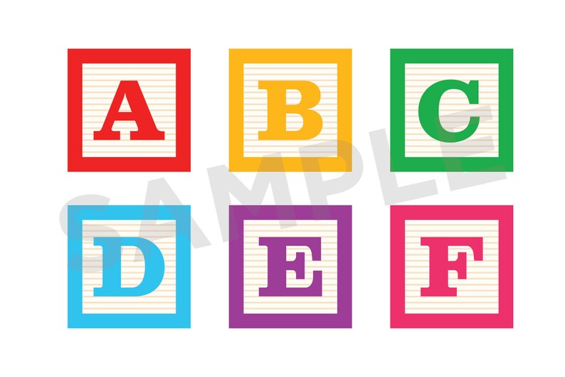 Alphabet Blocks Clip Art Set, PNG, SVG, VECTOR, Preschool Clipart ...