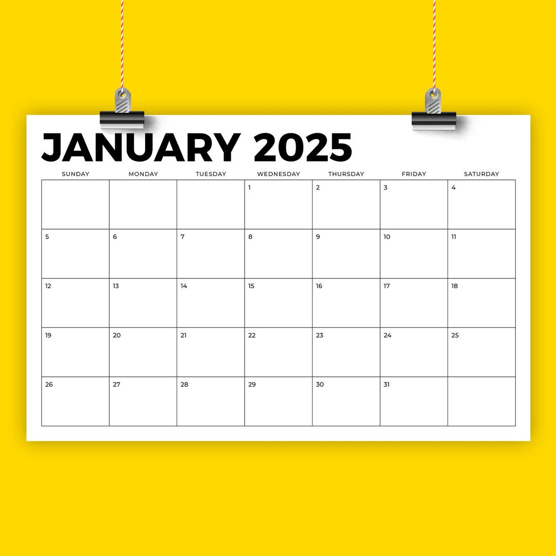 2025 11 X 17 Inch Calendar Template INSTANT DOWNLOAD Bold Sans Serif ...