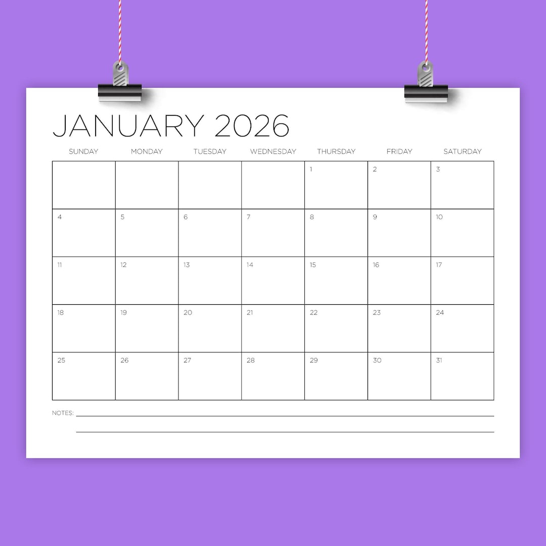 SALE 2026 12 X 9 Inch Calendar Template | INSTANT DOWNLOAD | Modern ...