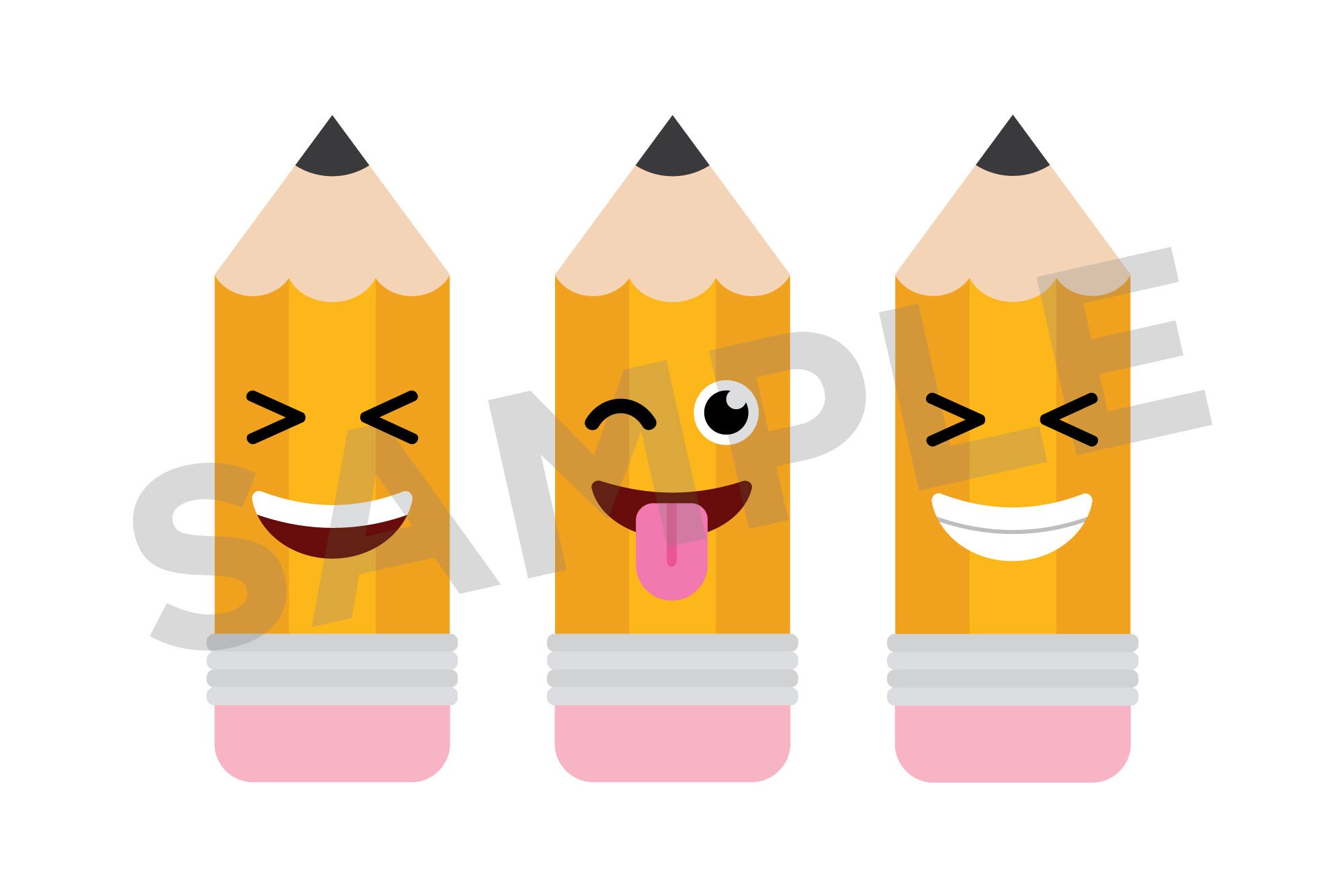 Cute Emoji Pencil Clipart, PNG, SVG, VECTOR, Happy Pencil Clipart ...