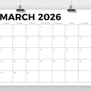 2026 8.5 X 11 Inch Calendar Template | INSTANT DOWNLOAD | Modern Bold ...