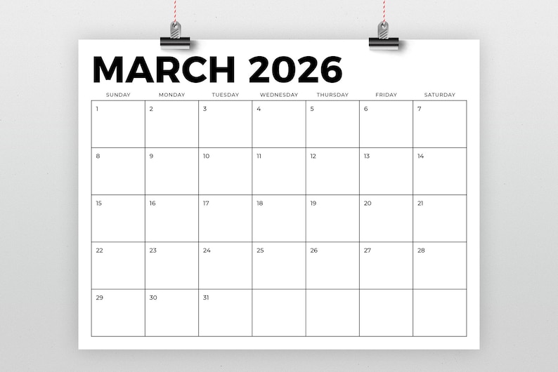 2026 8.5 X 11 Inch Calendar Template INSTANT DOWNLOAD - Etsy