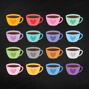 Valentine Coffee Heart Mug Clip Art Set, PNG, SVG, VECTOR, Cute ...