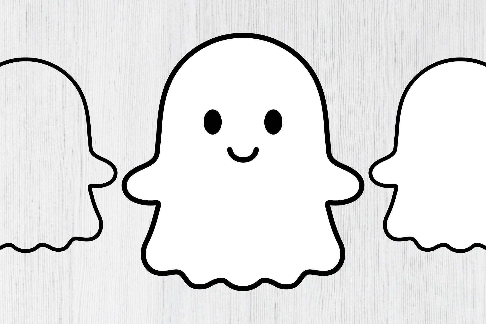 Halloween Cute Ghost Clip Art Set, PNG, SVG, VECTOR, Simple Smiling ...
