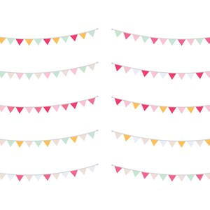 Spring Pink Orange & Mint Bunting Banner Clip Art Set, PNG, SVG, VECTOR ...