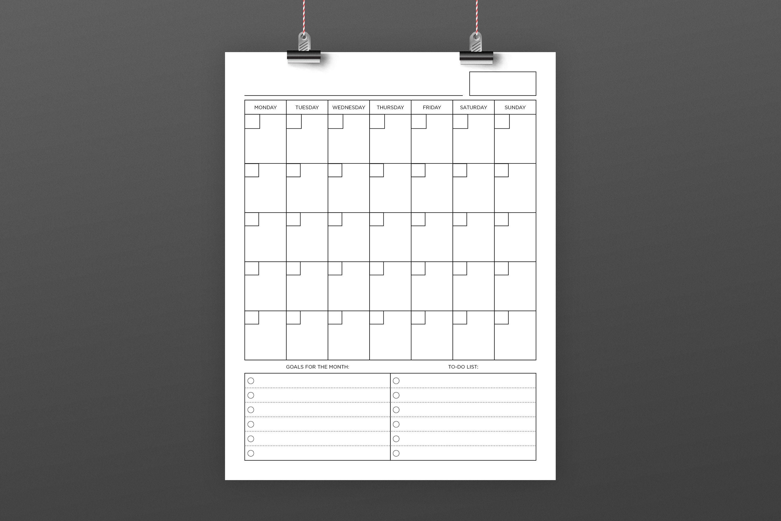 8.5x11 Inch Vertical Blank Calendar, Planner Calendar, 8.5" X 11 ...