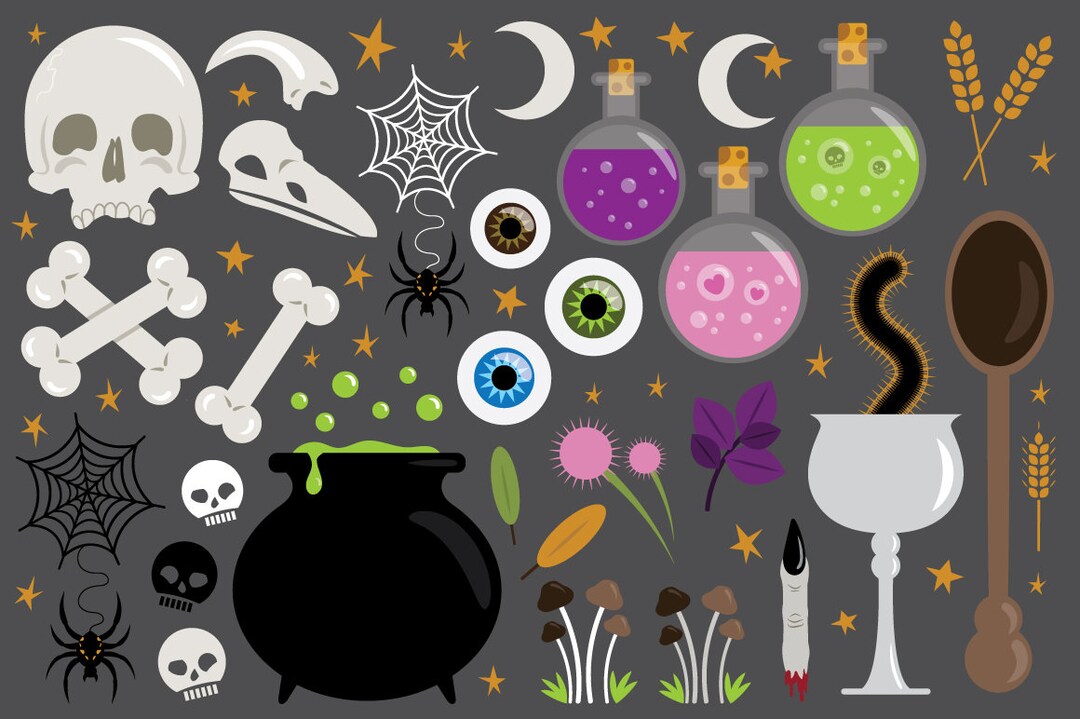 Witches Kitchen Clip Art Set, PNG, SVG, VECTOR, Spooky Clipart ...