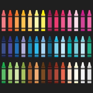 Crayon Clip Art Set, PNG, SVG, VECTOR, Back to School, Craft Supply ...