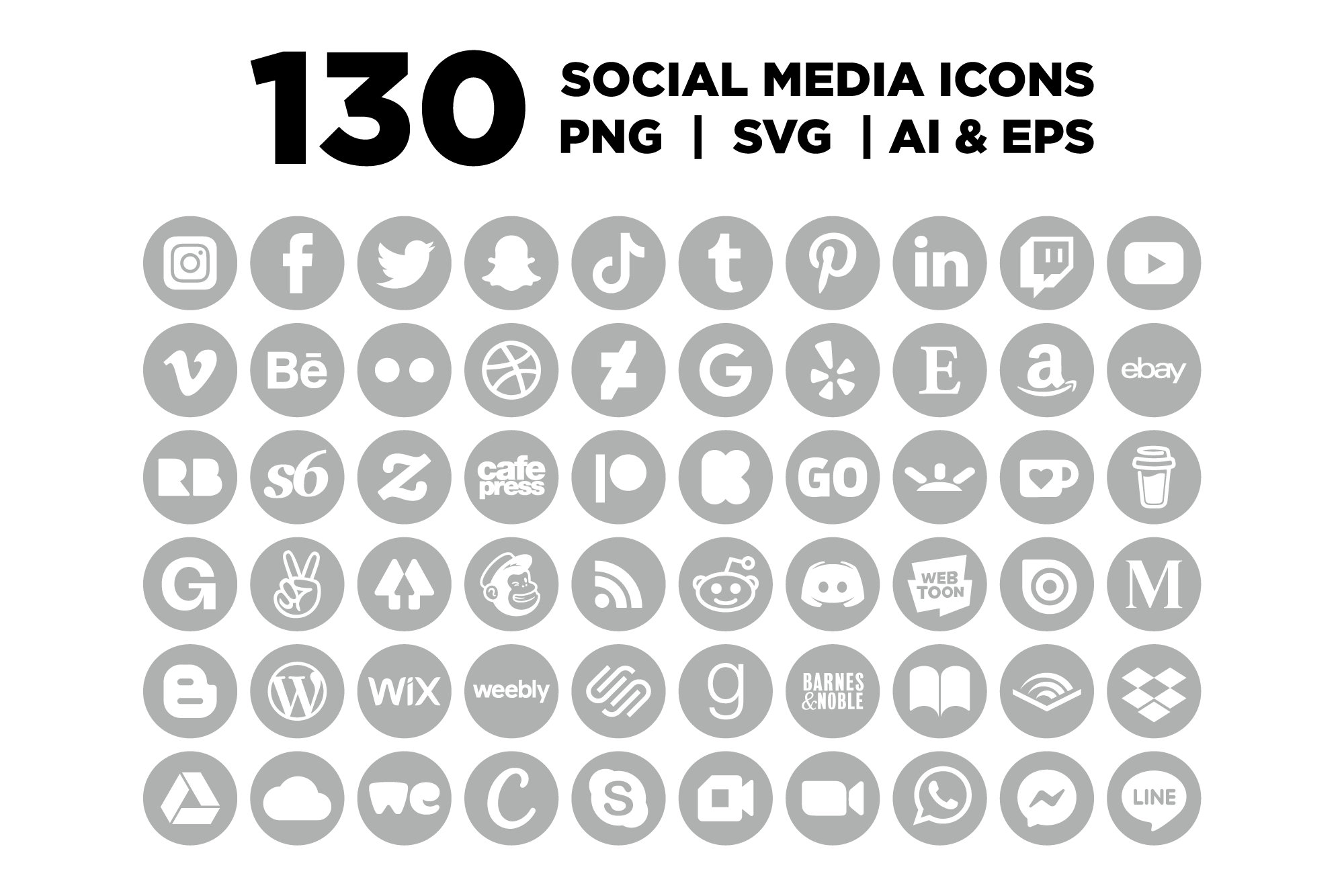 Grey Social Media Icons