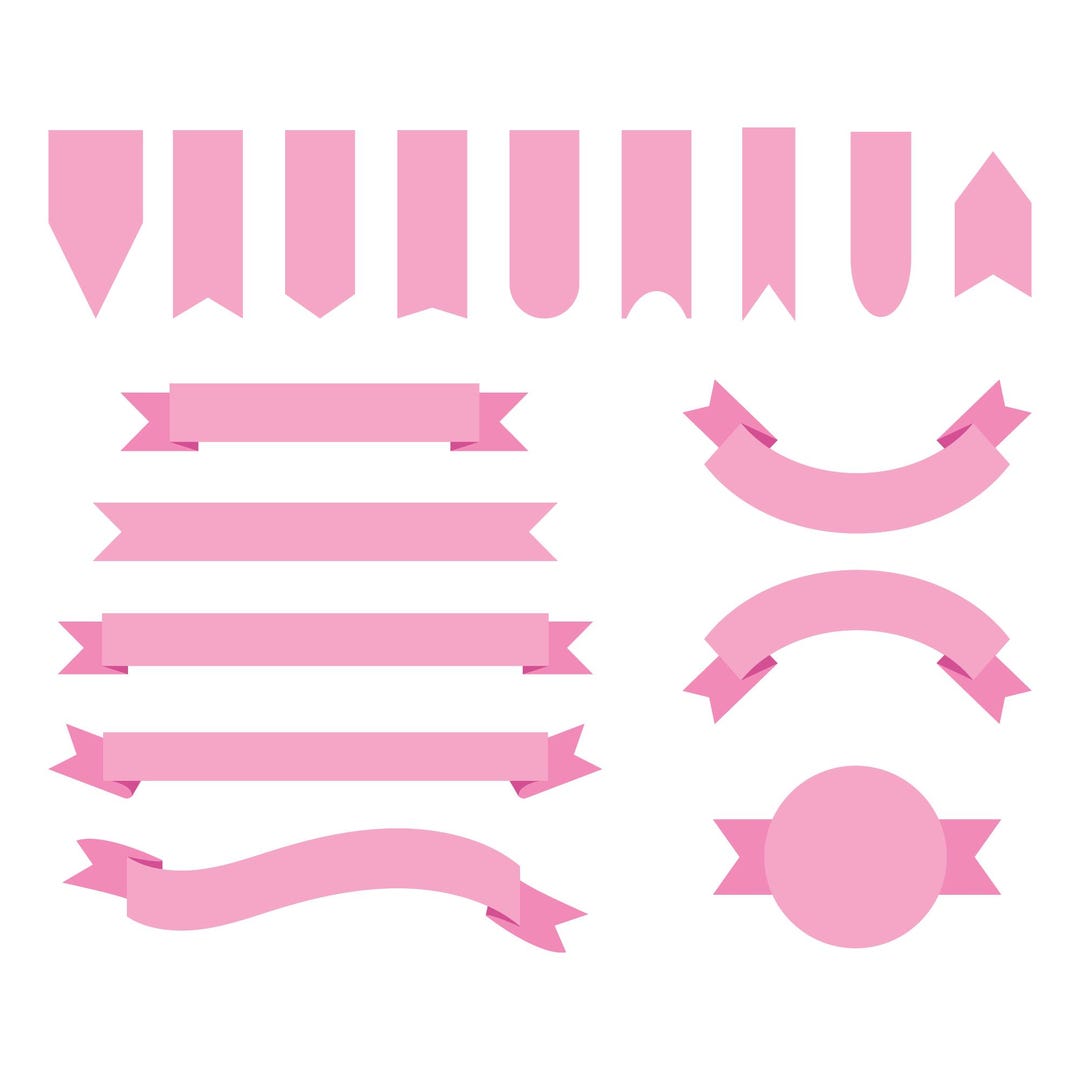 Pink Badge & Banner Clip Art Set, PNG, SVG, VECTOR, Label Clipart ...
