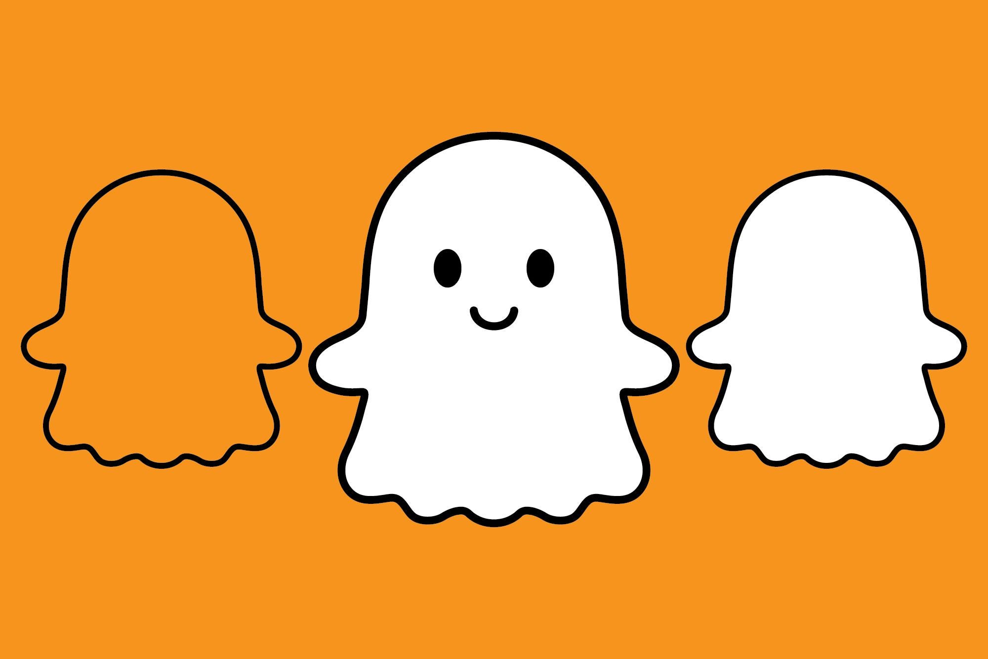 Halloween Cute Ghost Clip Art Set, PNG, SVG, VECTOR, Simple Smiling ...