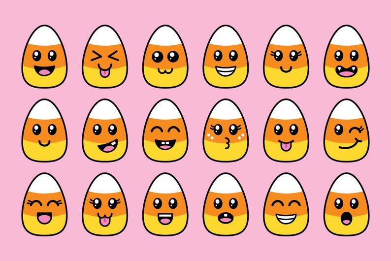 Cute Halloween Candy Corn Clip Art Set, PNG, SVG, VECTOR, Kawaii ...