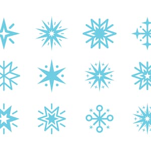 Snowflake and Star Shapes Clip Art Set, PNG, SVG, VECTOR, Winter ...