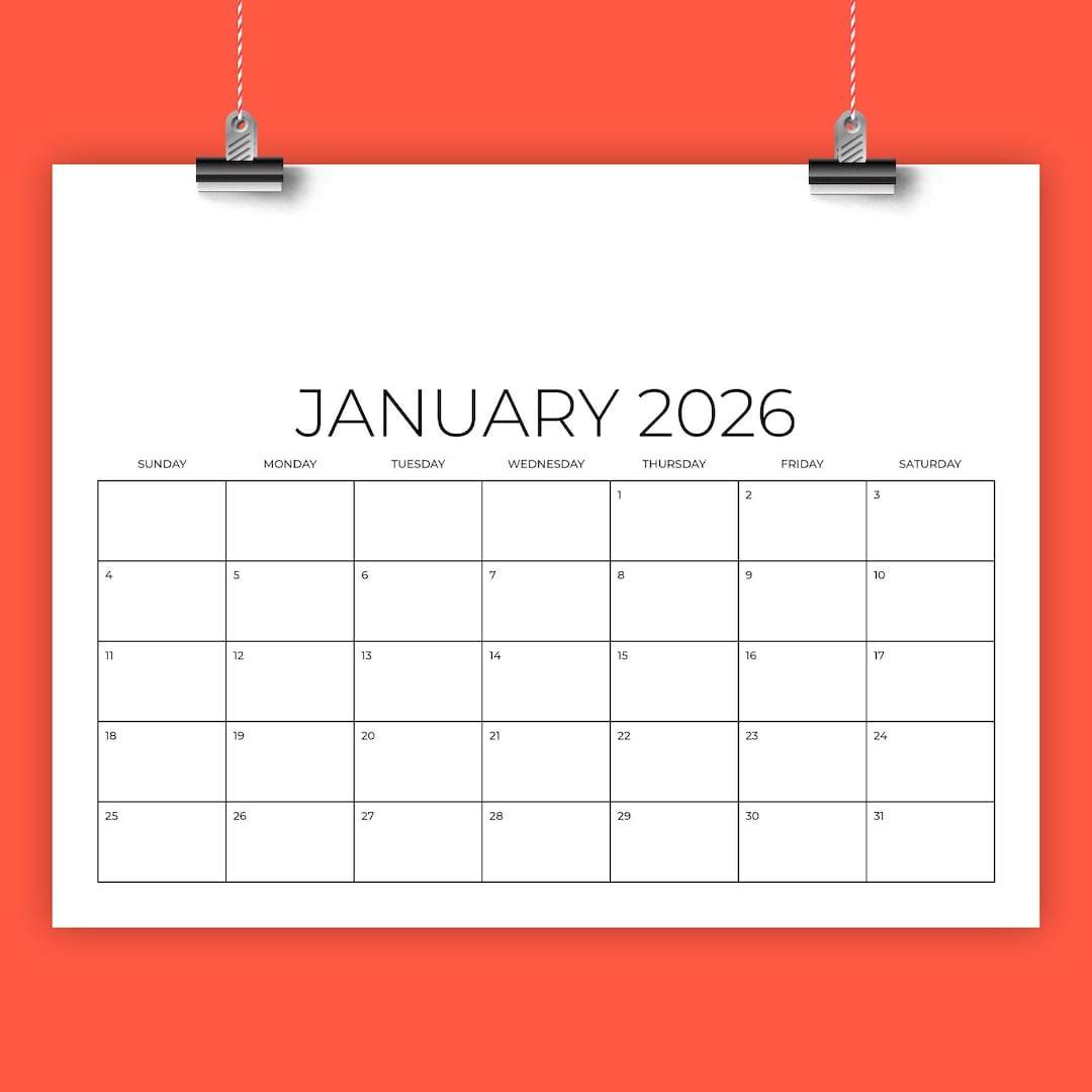 2026 8.5 X 11 Inch Calendar Template | INSTANT DOWNLOAD | Modern DIY ...