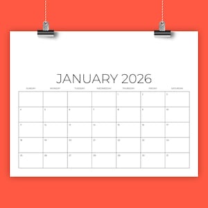 2026 8.5 X 11 Inch Calendar Template | INSTANT DOWNLOAD | Modern DIY ...