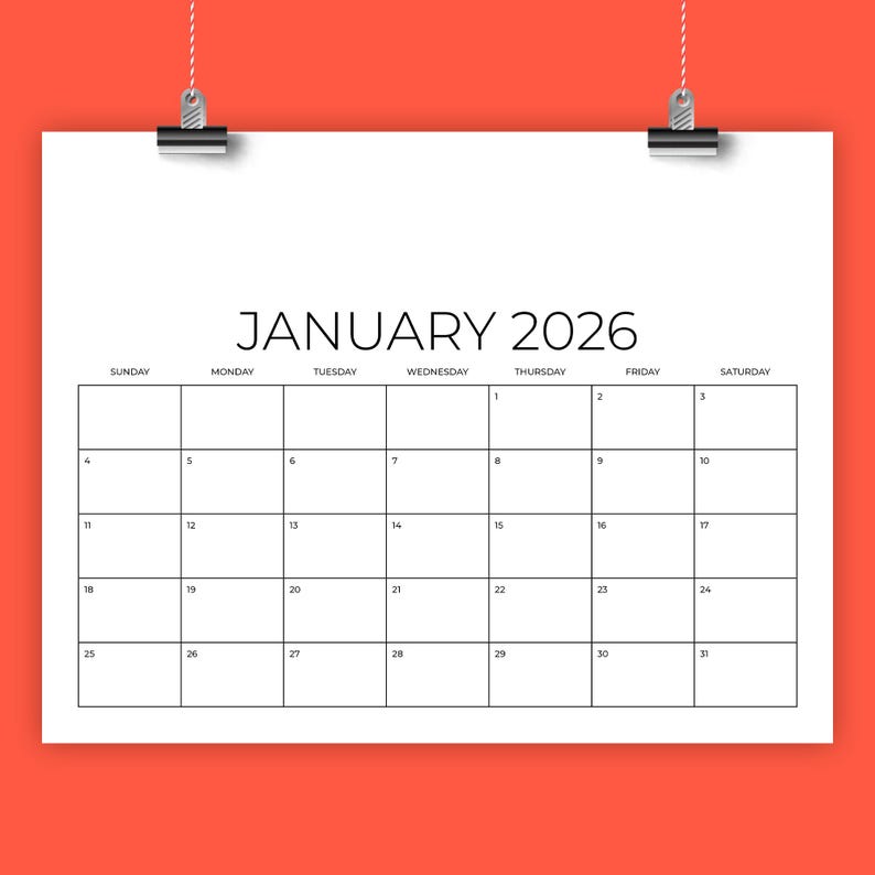 SALE 2026 8.5 X 11 Inch Calendar Template | INSTANT DOWNLOAD | Modern ...