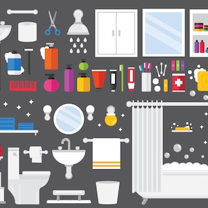 SALE Home Bathroom Clip Art, PNG, SVG, Vector, Bathtub, Shower, Toilet ...