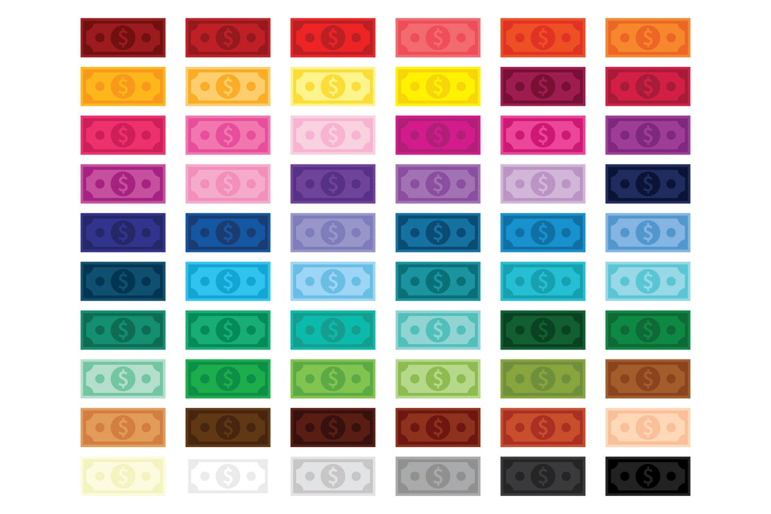 Dollars Cents & Credit Cards Clip Art Set PNG SVG VECTOR | Etsy