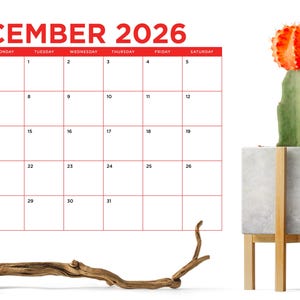 2026 8.5 X 11 Inch COLOR Calendar Template | INSTANT DOWNLOAD | Modern ...