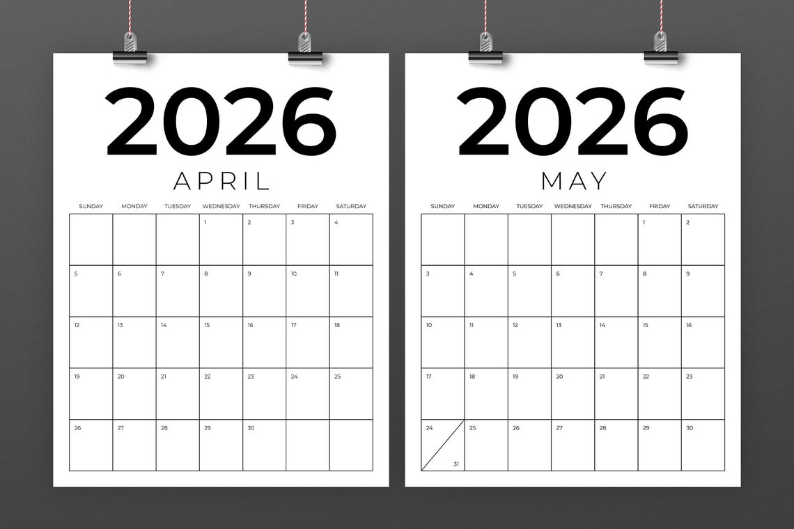 2026 Vertical 8.5 X 11 Inch Calendar Template | INSTANT DOWNLOAD ...