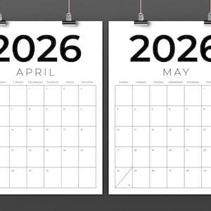 2026 Vertical 8.5 X 11 Inch Calendar Template | INSTANT DOWNLOAD ...