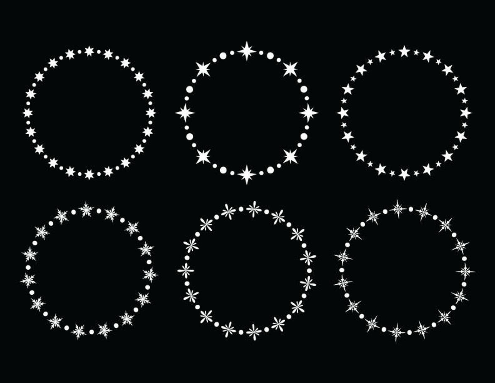 Star and Snowflake Frame Clip Art Set PNG SVG VECTOR Circle - Etsy