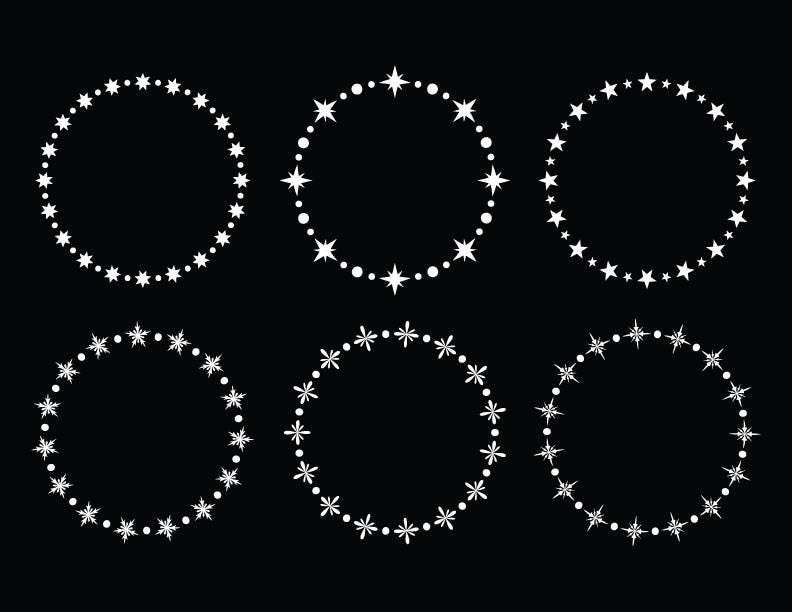 Star and Snowflake Frame Clip Art Set PNG SVG VECTOR Circle - Etsy