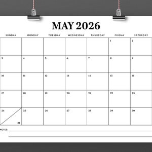 2026 8.5 X 11 Inch Calendar Template | INSTANT DOWNLOAD | Modern ...
