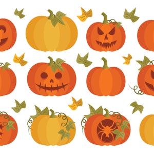 Fall Pumpkins Clip Art Set PNG SVG VECTOR Carved Halloween | Etsy