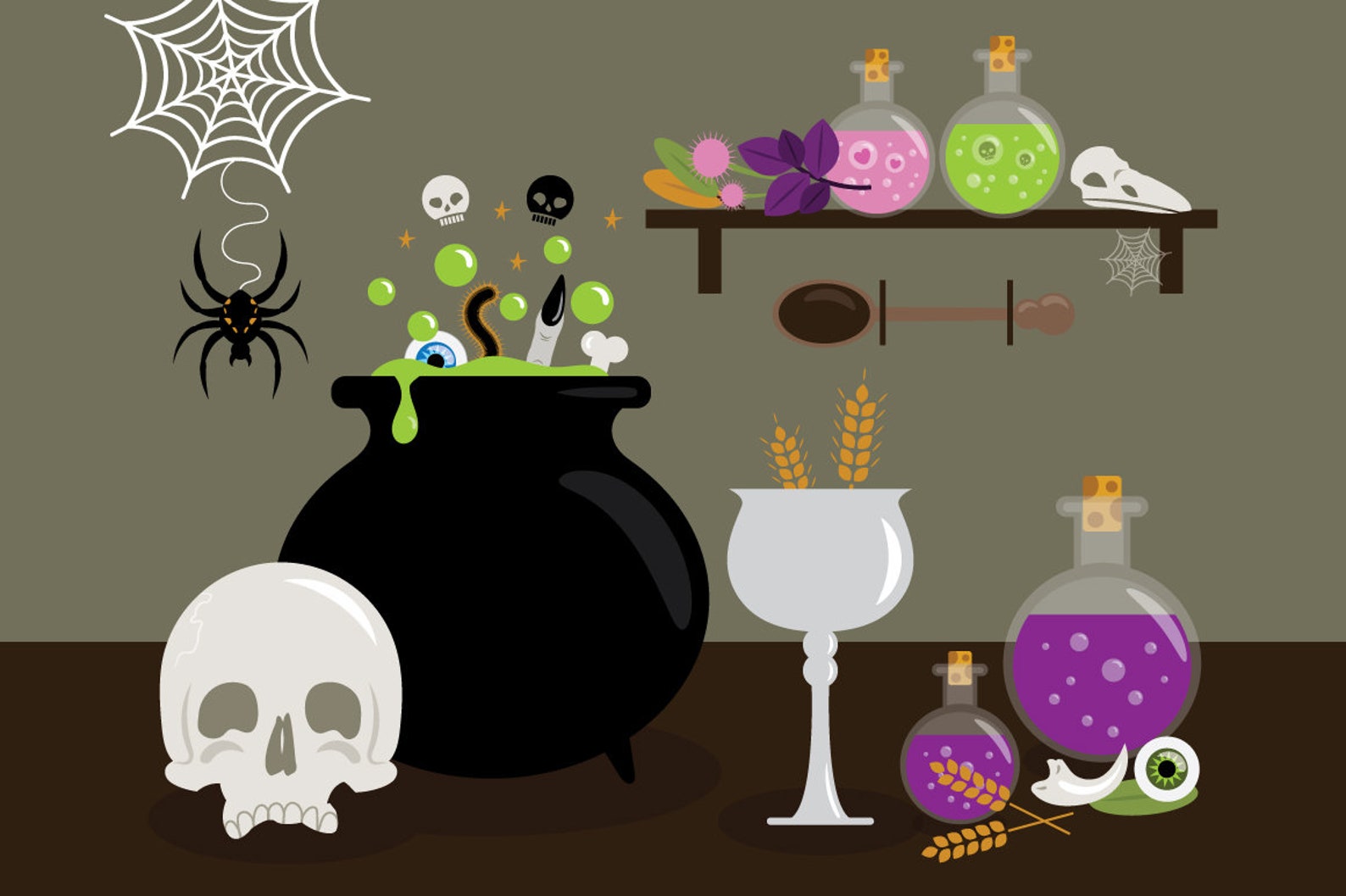 Witches Kitchen Clip Art Set, PNG, SVG, VECTOR, Spooky Clipart ...