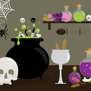 Witches Kitchen Clip Art Set, PNG, SVG, VECTOR, Spooky Clipart ...