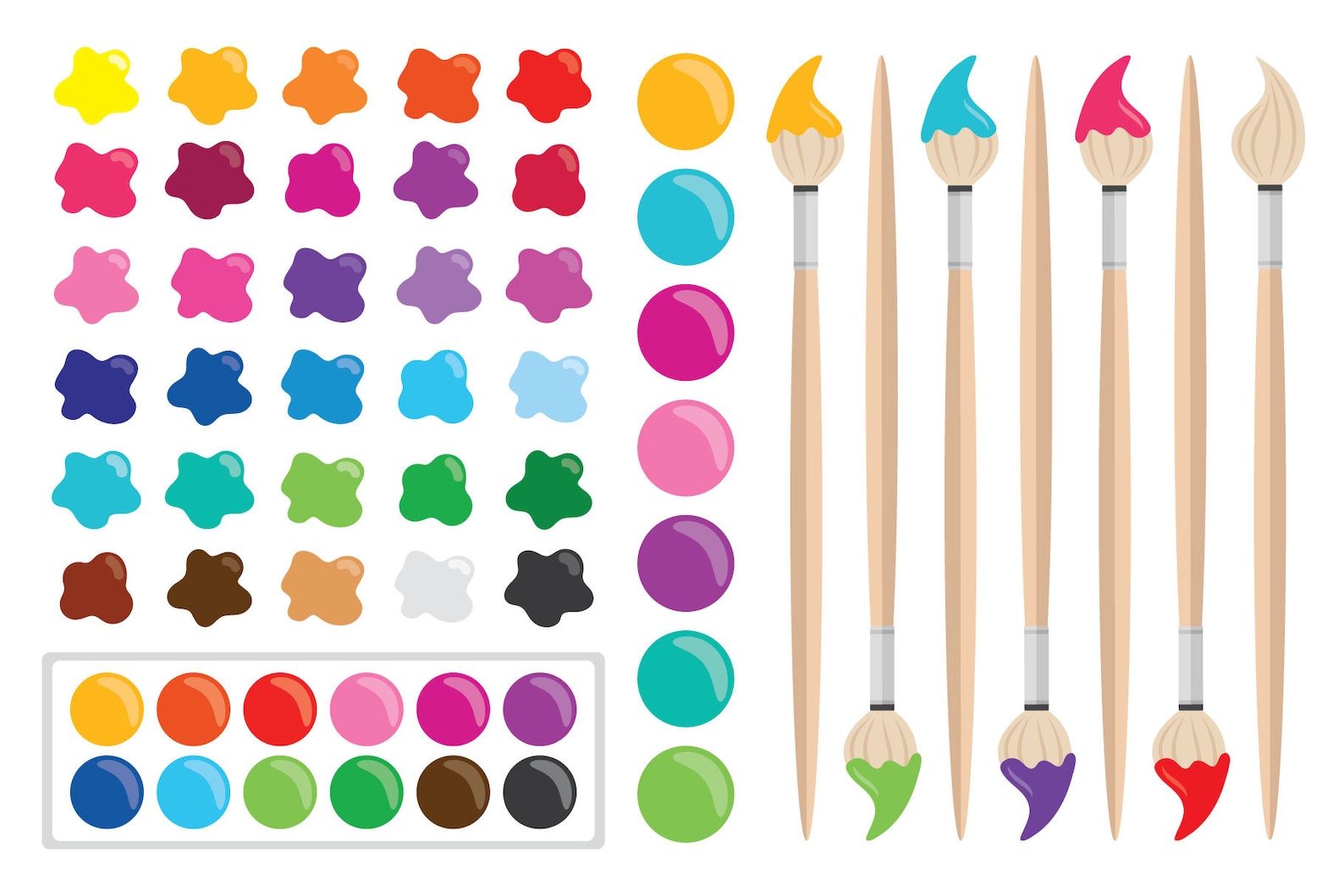 Paint Brush & Palette Clip Art Set PNG SVG VECTOR Back to - Etsy Canada
