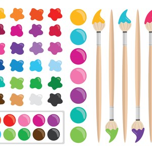 Paint Brush & Palette Clip Art Set, PNG, SVG, VECTOR, Back to School ...