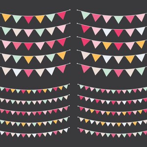 Spring Pink Orange & Mint Bunting Banner Clip Art Set, PNG, SVG, VECTOR ...