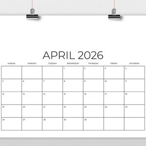 2026 8.5 X 11 Inch Calendar Template | INSTANT DOWNLOAD | Modern DIY ...